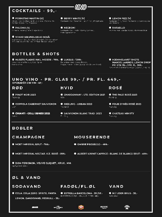 Drinksmenu :: UNO Vejle